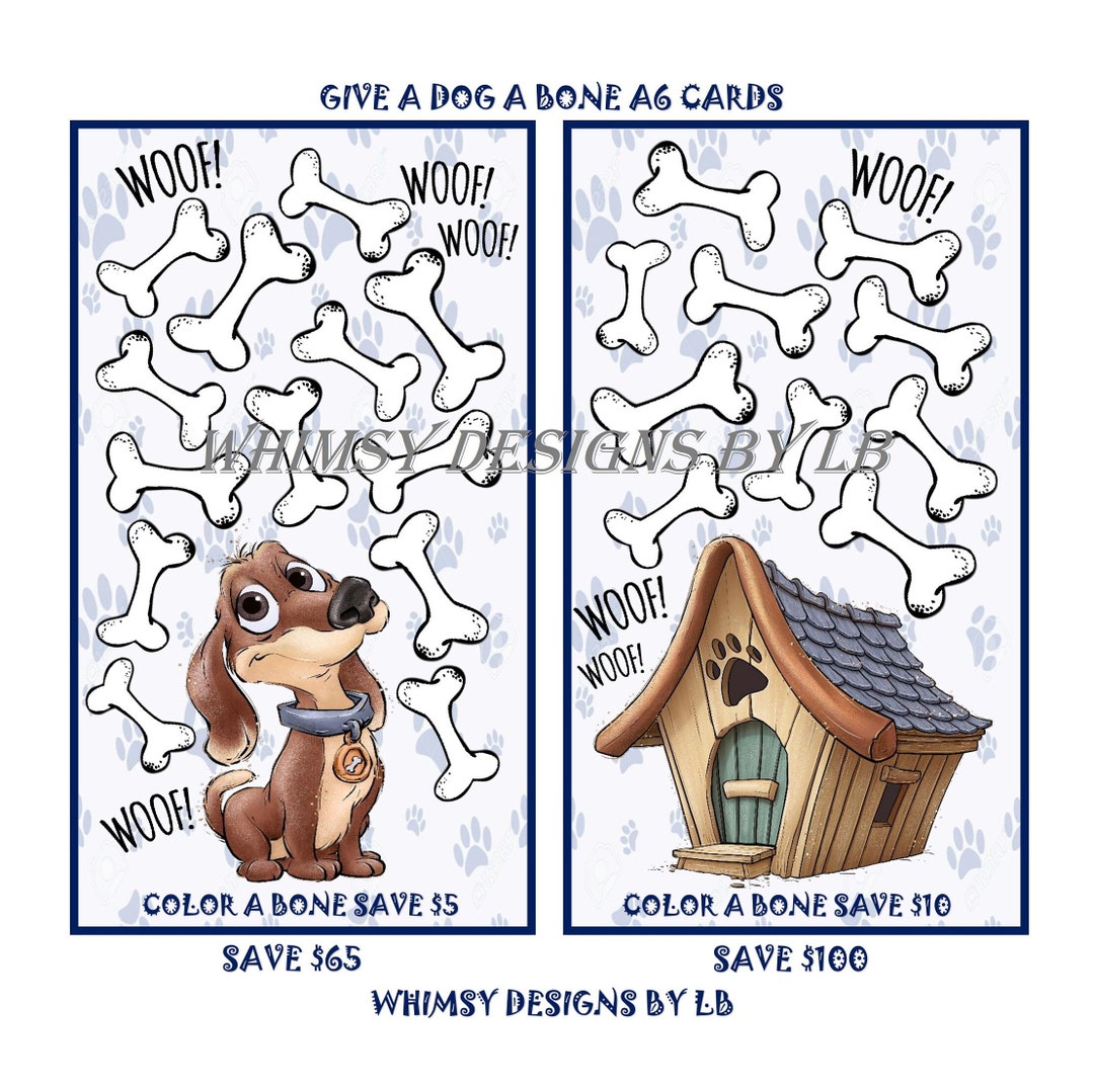 Give A Dog A Bone Savings Challenge A6 Cards - Etsy