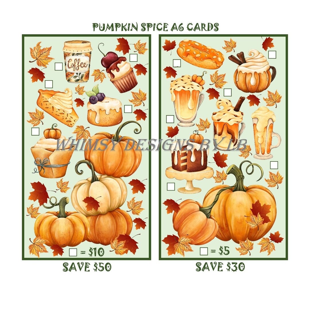 Pumpkin Spice Savings Challenge A6 Cards - Etsy