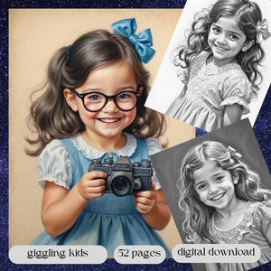 Giggling Kids /printable Adult Kids Coloring Pages/download Grayscale ...