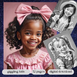 Giggling Kids /printable Adult Kids Coloring Pages/download Grayscale ...