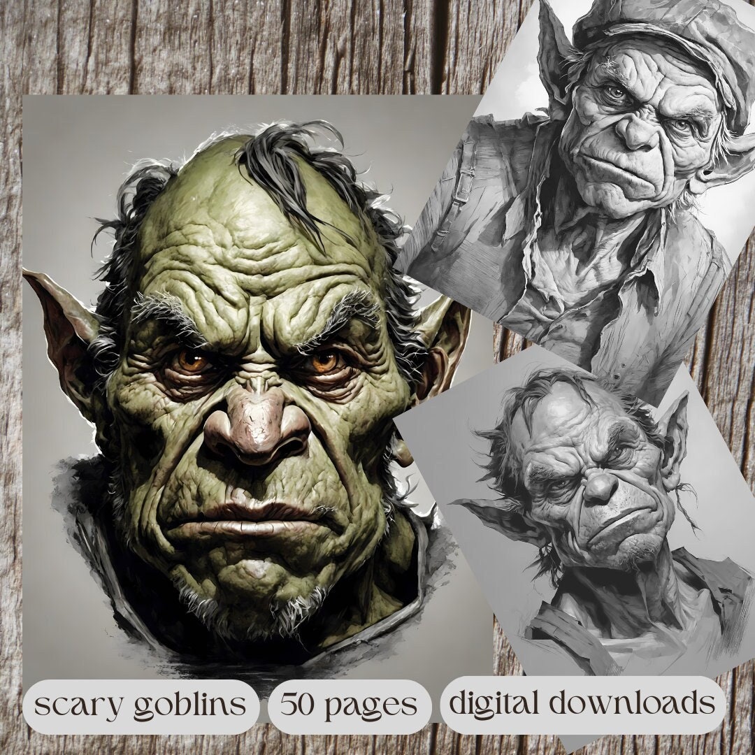 Scary Goblins/printable Adult Coloring Pages/download Grayscale ...