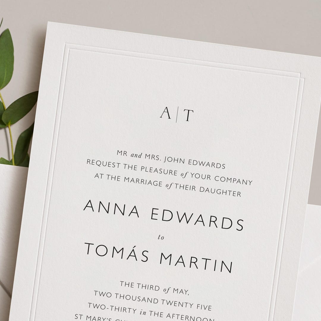 Digital and Letterpress Wedding Invitations, Blind Embossed Wedding ...