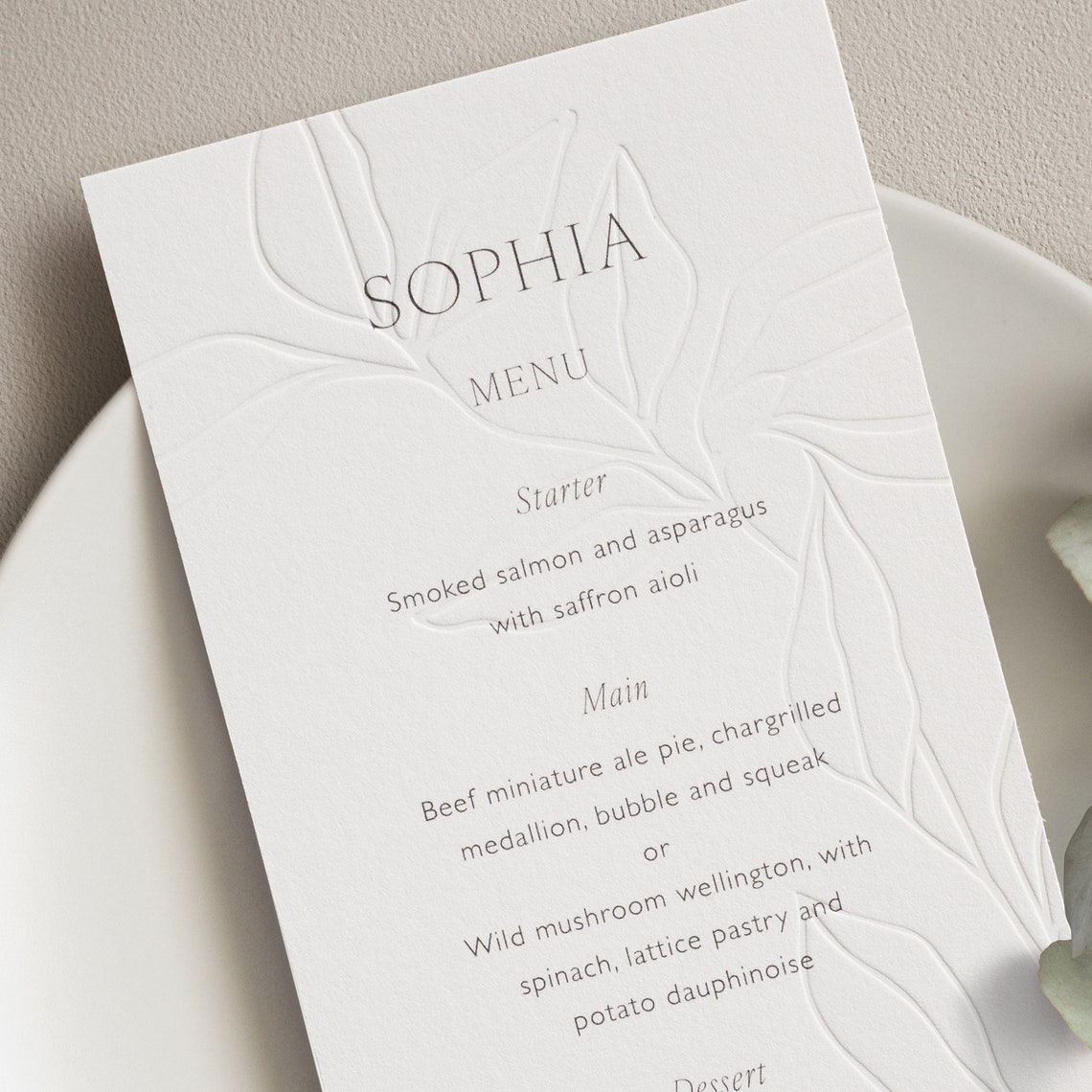 Wedding Menu Cards With Name, Letterpress and Digital Print. Menu Card ...