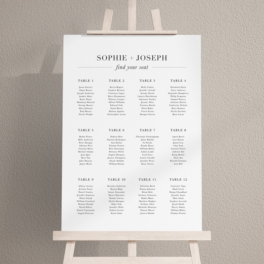 Wedding Seating Chart, Table Plan Board, Personalised Seating Sign ...