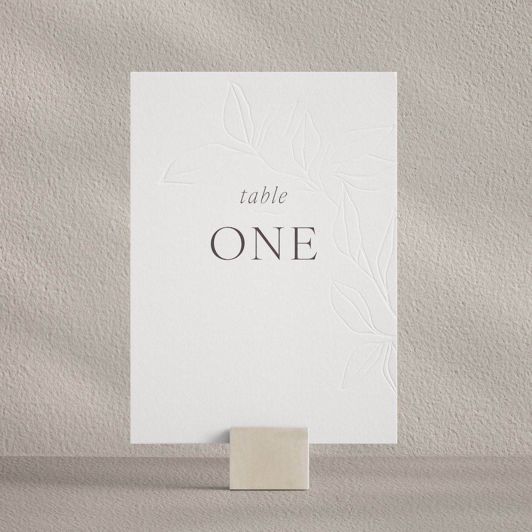 Embossed Wedding Table Numbers. Table Name Cards. Customised With Any ...