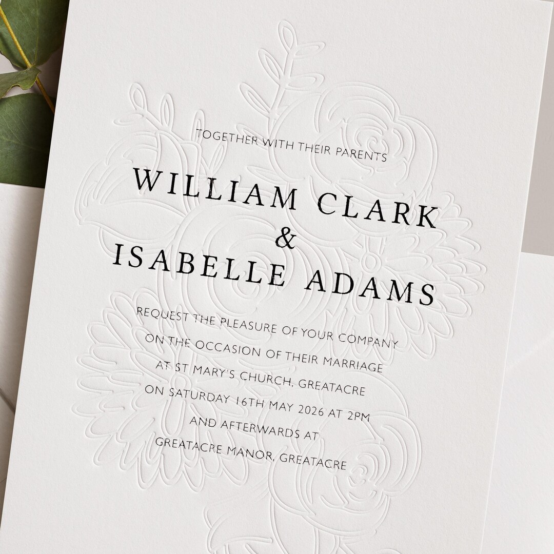 Digital and Letterpress Wedding Invitations, Blind Embossed Wedding ...