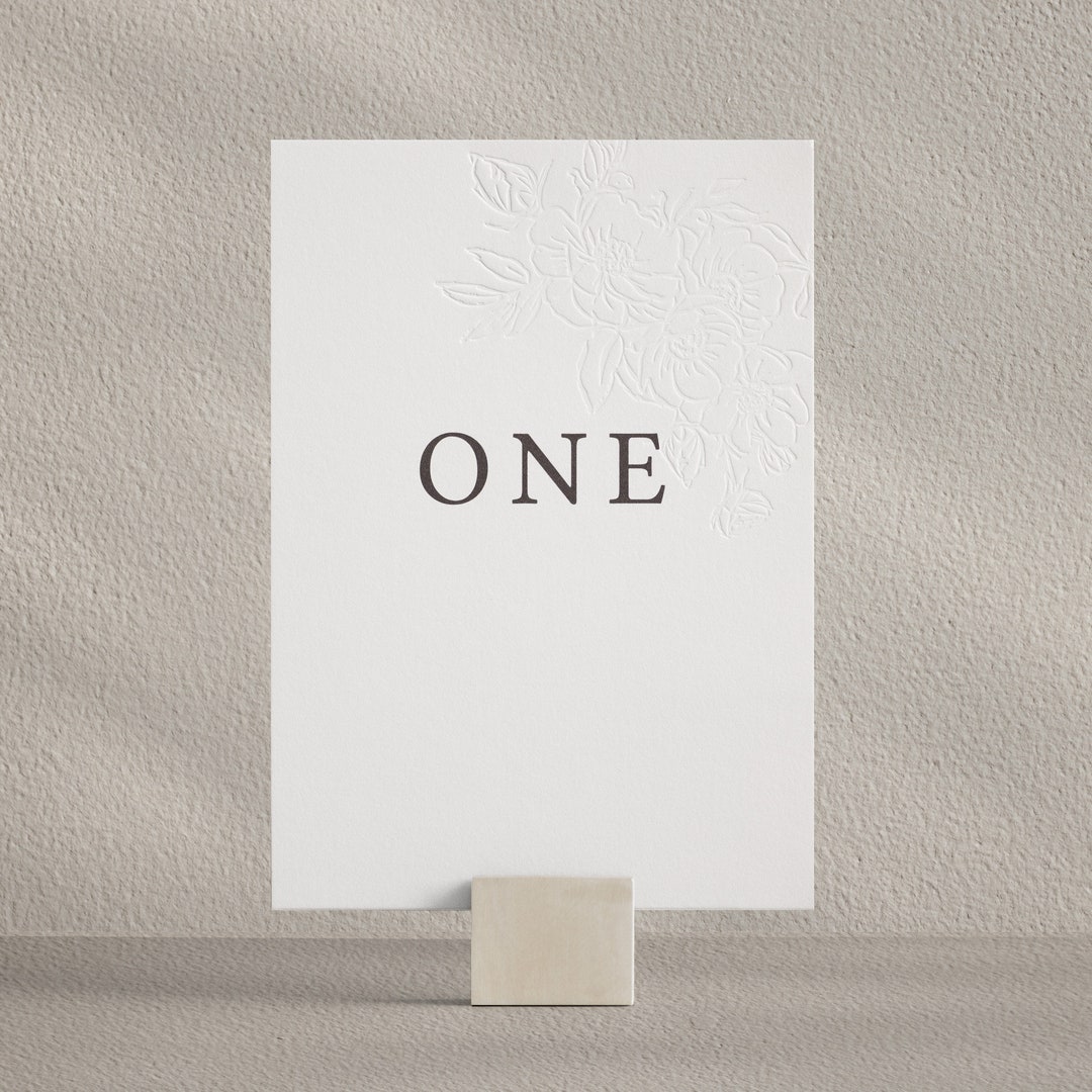 Embossed Wedding Table Numbers. Table Name Cards. Customised With Any ...