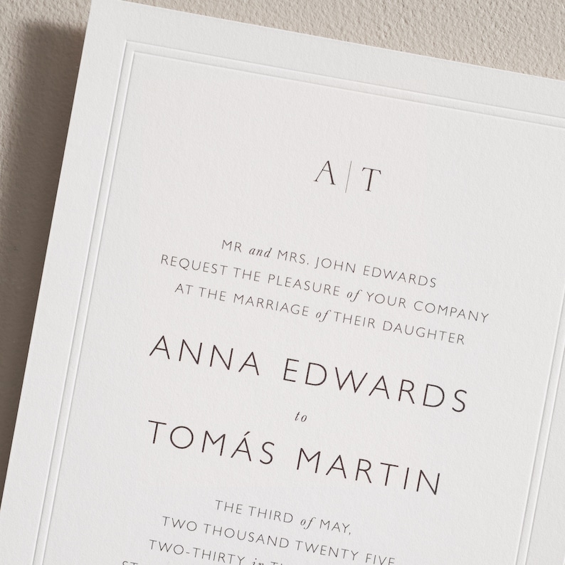 Digital and Letterpress Wedding Invitations, Blind Embossed Wedding ...