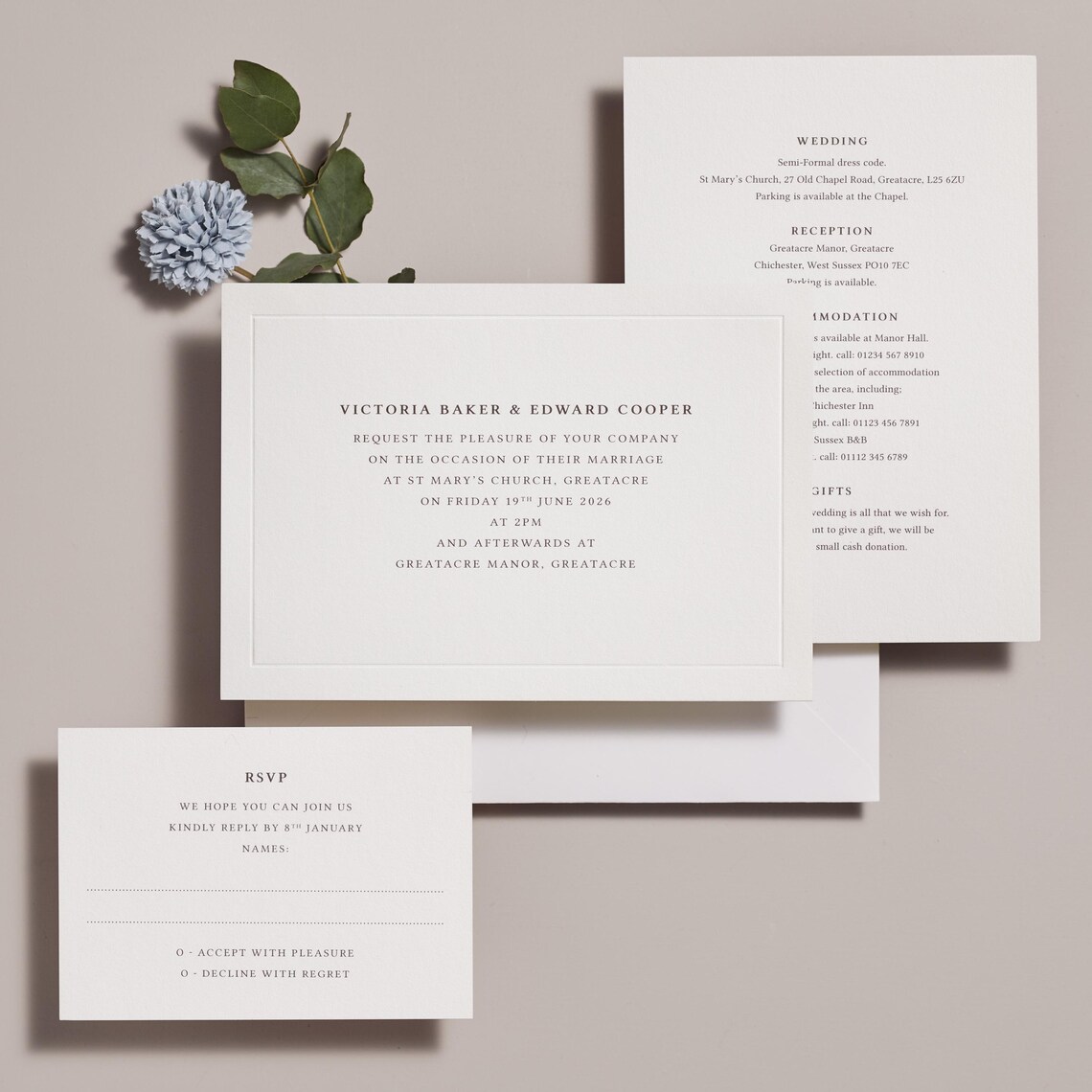 Digital and Letterpress Wedding Invitation Set, Wedding Invitations ...