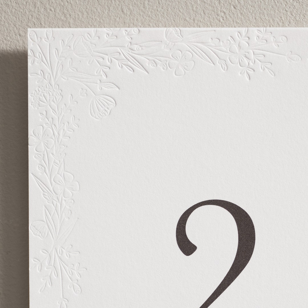 Embossed Wedding Table Numbers. Table Name Cards. Customised With Any ...