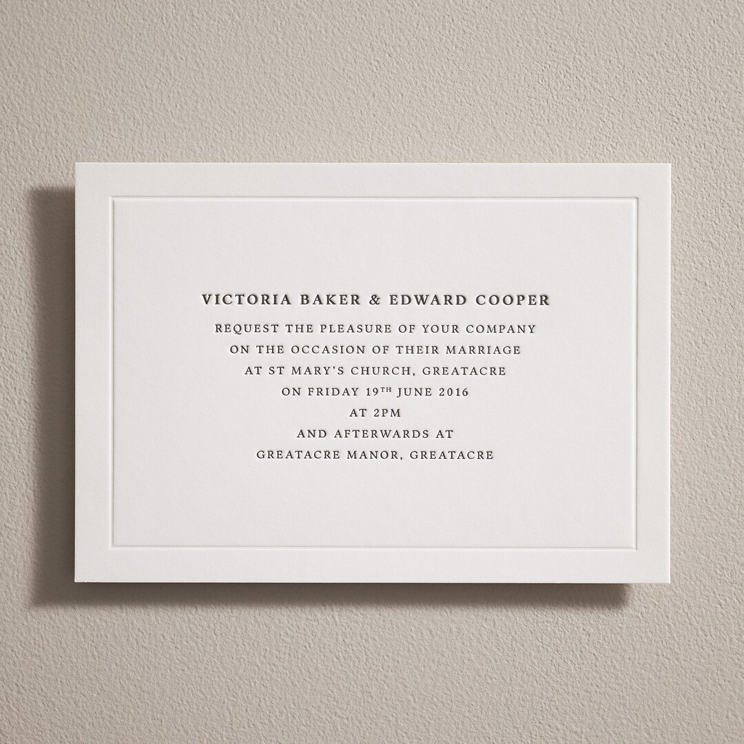 Letterpress Wedding Invitations Set. Embossed Wedding Invitation ...