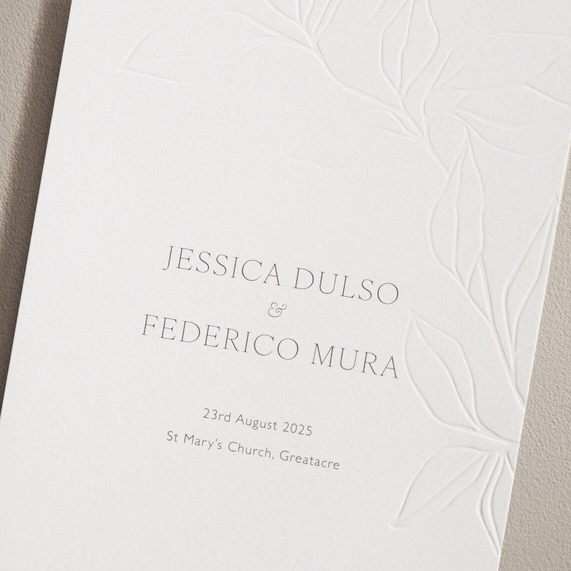 Embossed Wedding Ceremony Program, Personalised Order of Service ...