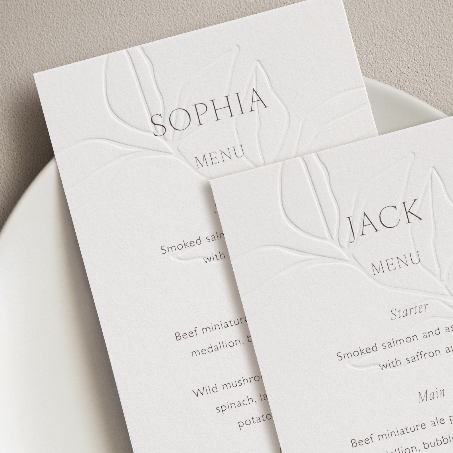 Wedding Menu Cards With Name, Letterpress and Digital Print. Menu Card ...