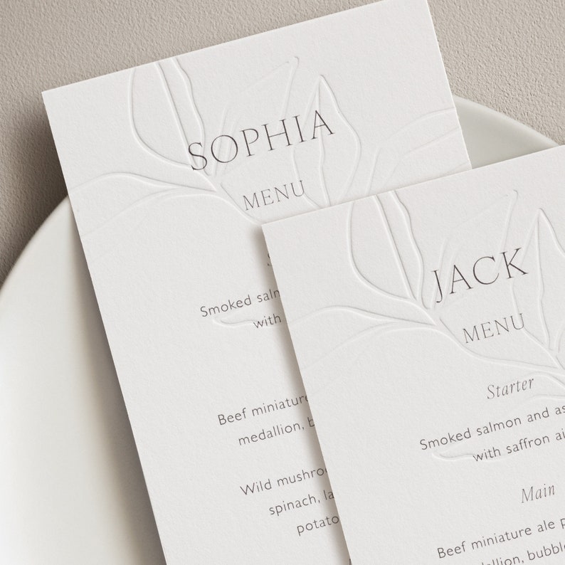 Wedding Menu Cards With Name, Letterpress and Digital Print. Menu Card ...