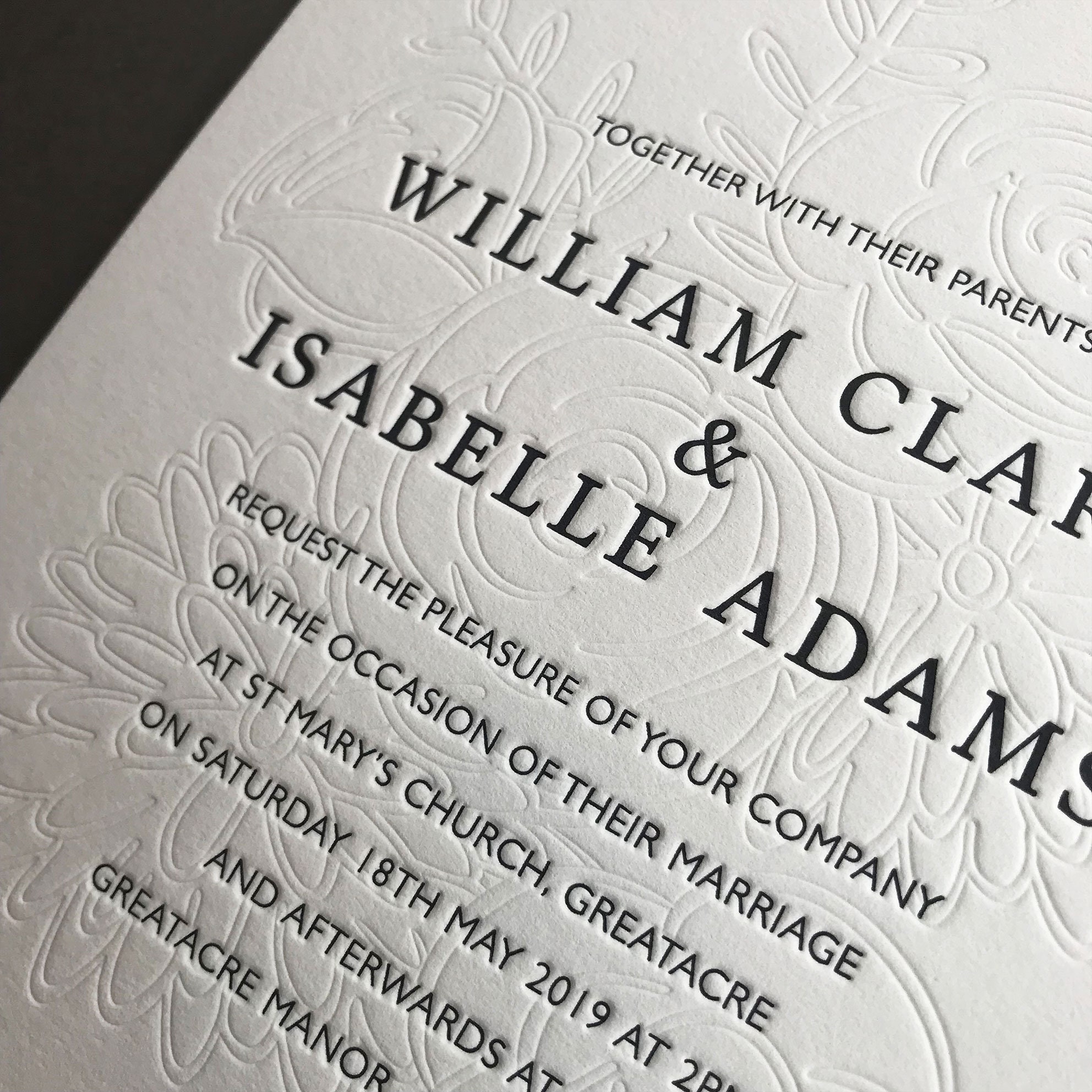 Letterpress Wedding Invitation Set: Traditional Floral - Etsy