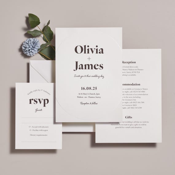 Simple Letterpress Wedding Invitations