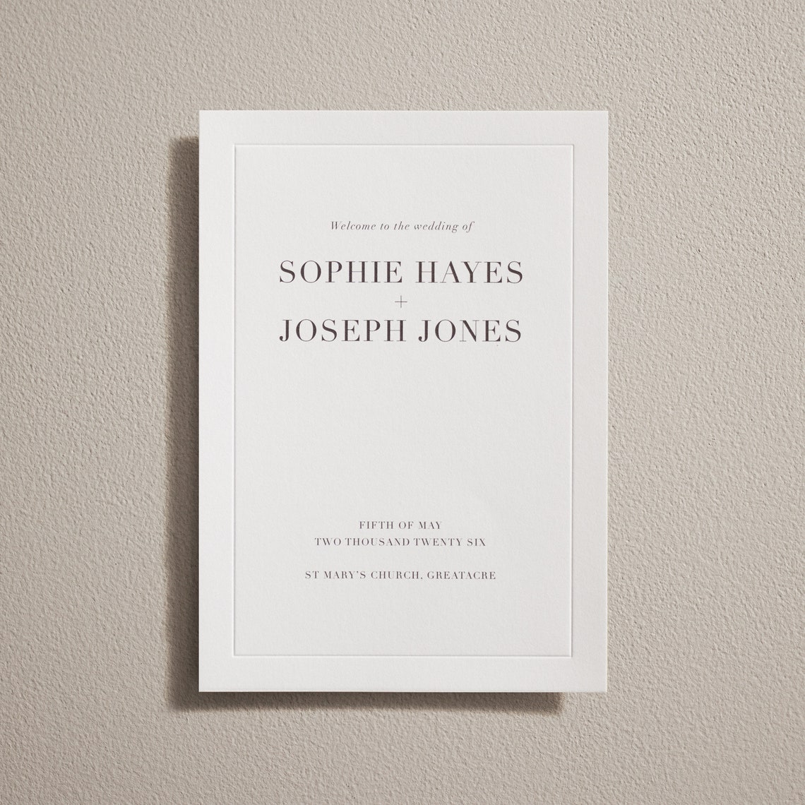 Embossed Wedding Ceremony Program, Personalised Order of Service ...