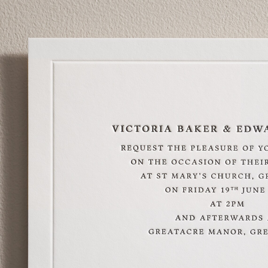 Letterpress Wedding Invitations Set. Embossed Wedding Invitation ...