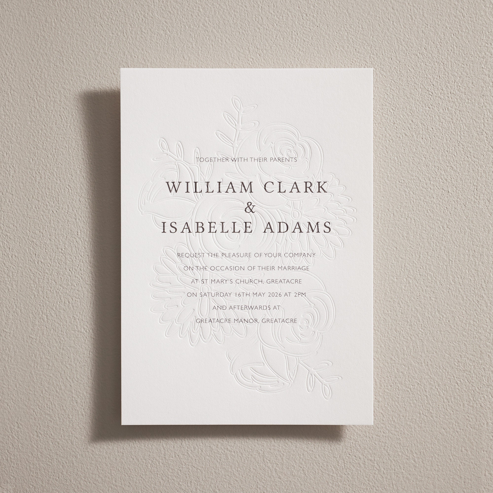 Digital and Letterpress Wedding Invitations, Blind Embossed Wedding ...