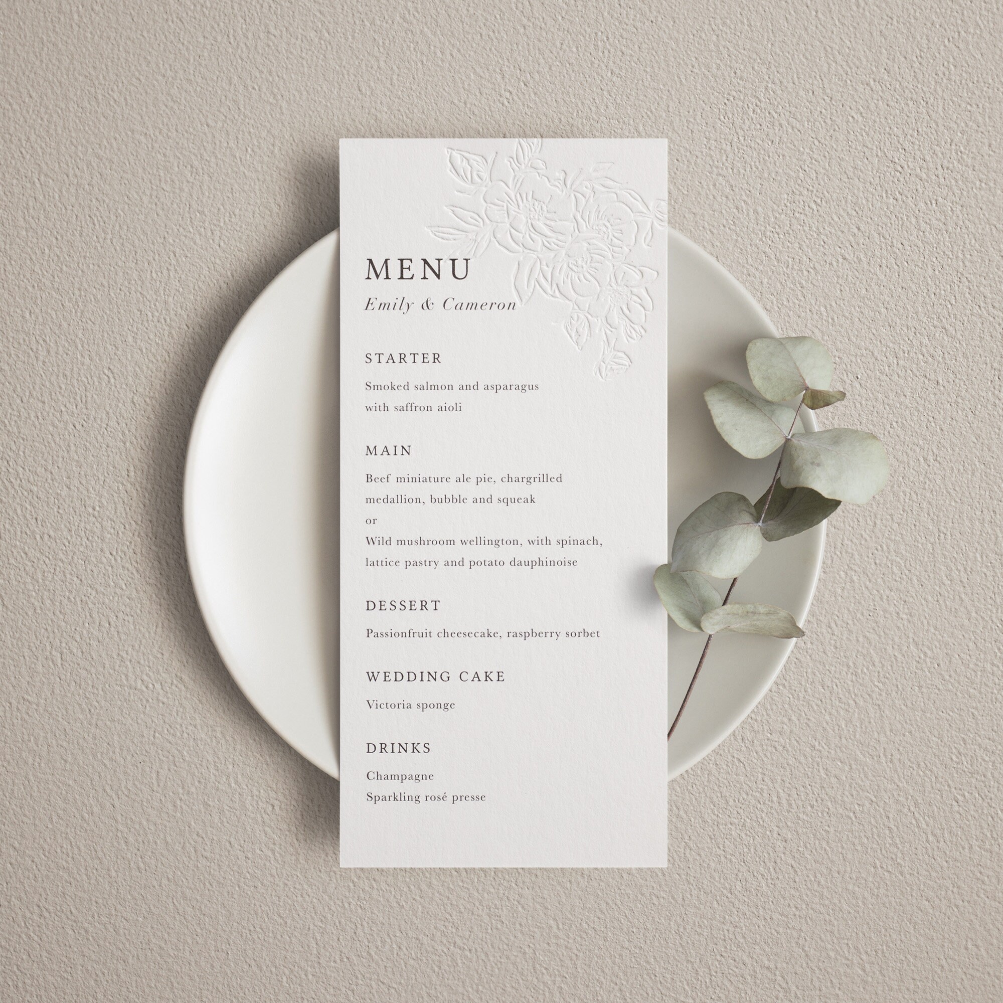 Wedding Menu Cards With Name, Letterpress and Digital Print. Menu Card ...
