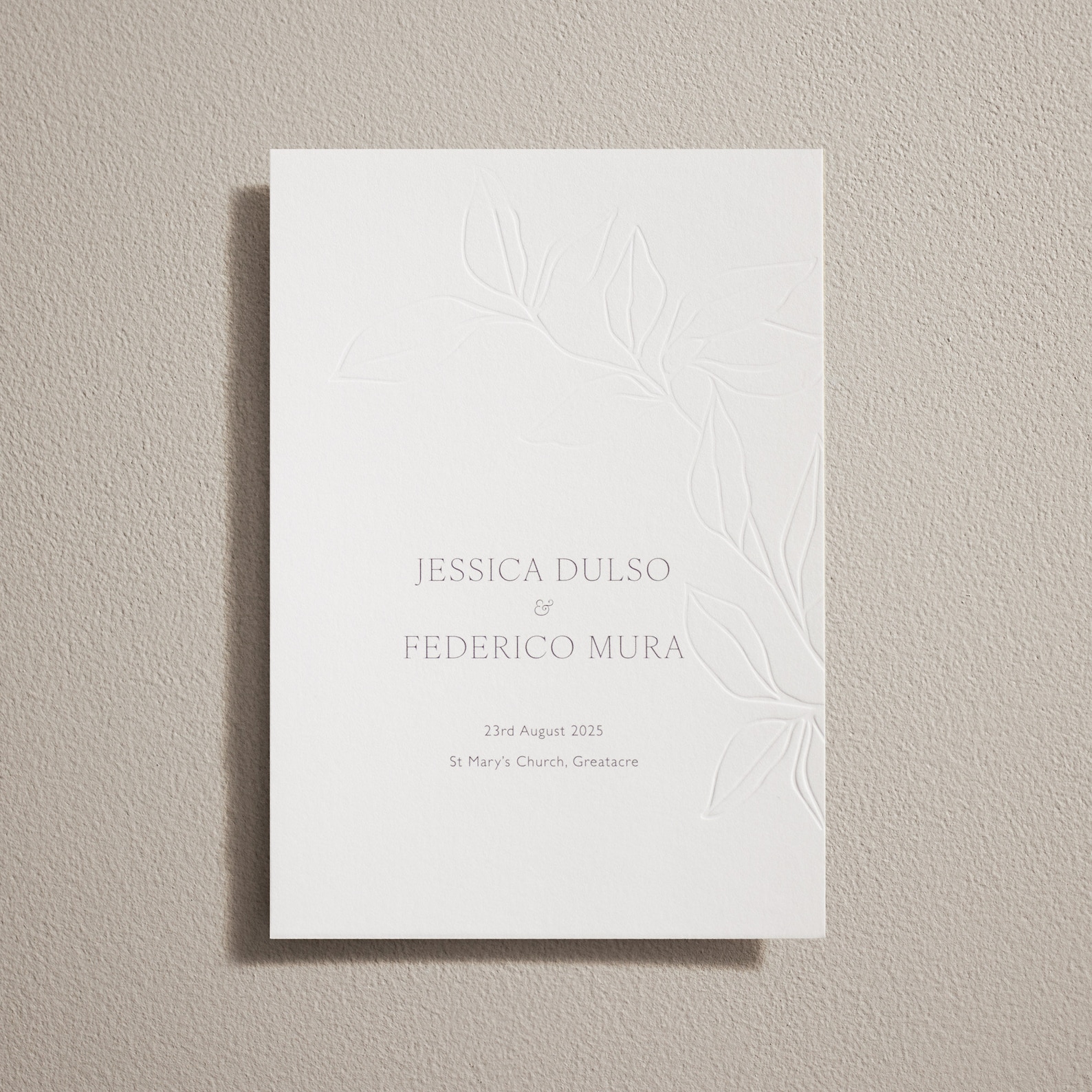 Embossed Wedding Ceremony Program, Personalised Order of Service ...