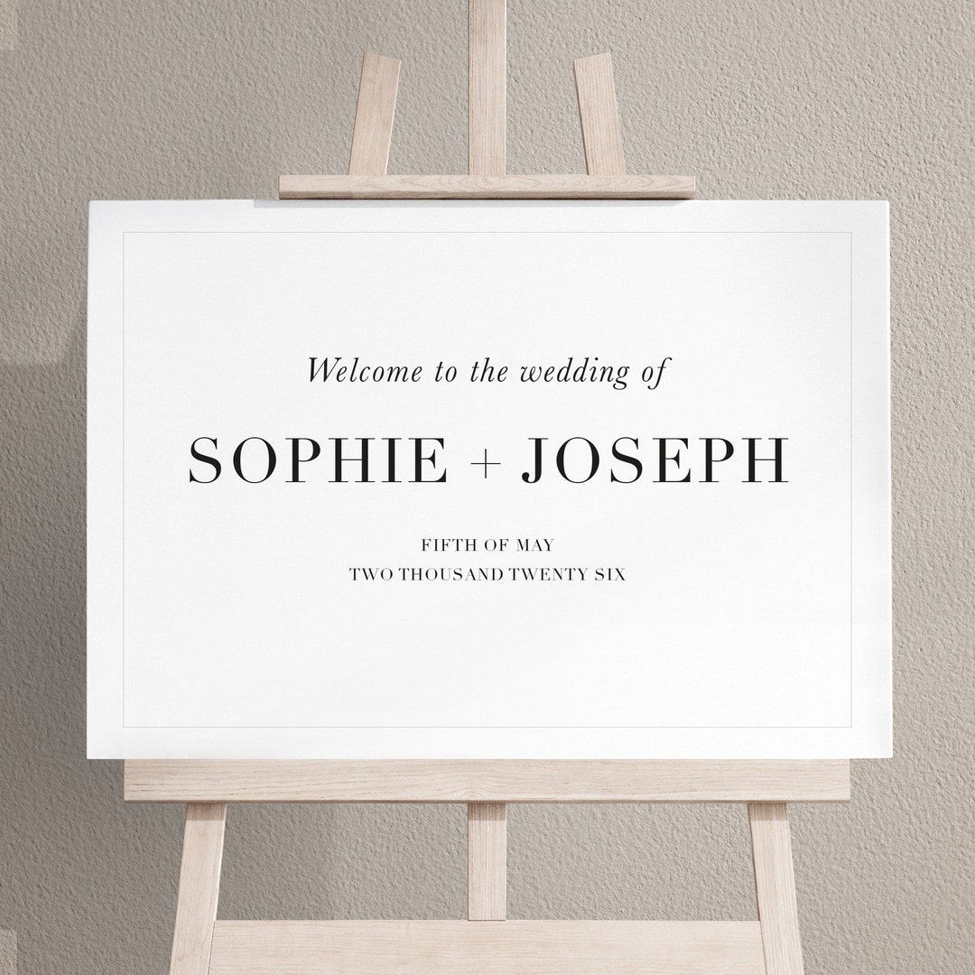 Wedding Welcome Sign, Personalised Welcome to Our Wedding Sign, Modern ...