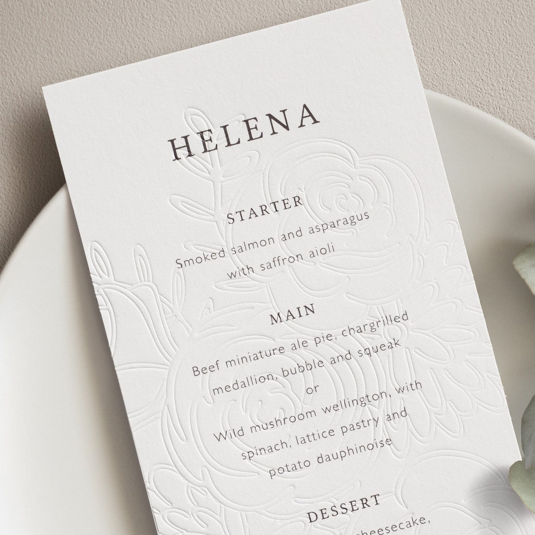 Wedding Menu Cards With Name, Letterpress and Digital Print. Menu Card ...