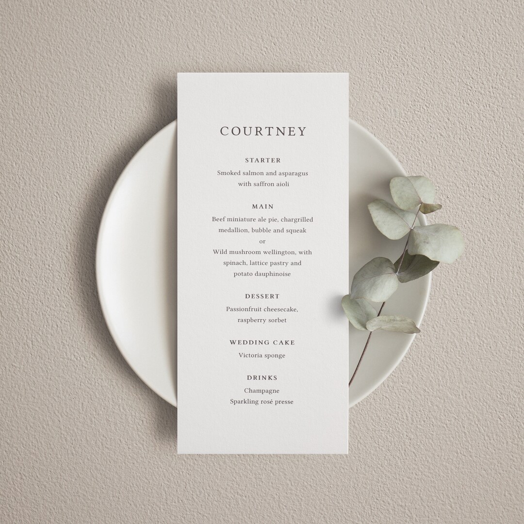 Wedding Menu Cards With Name. Menu Card With Place Card, Personalised ...