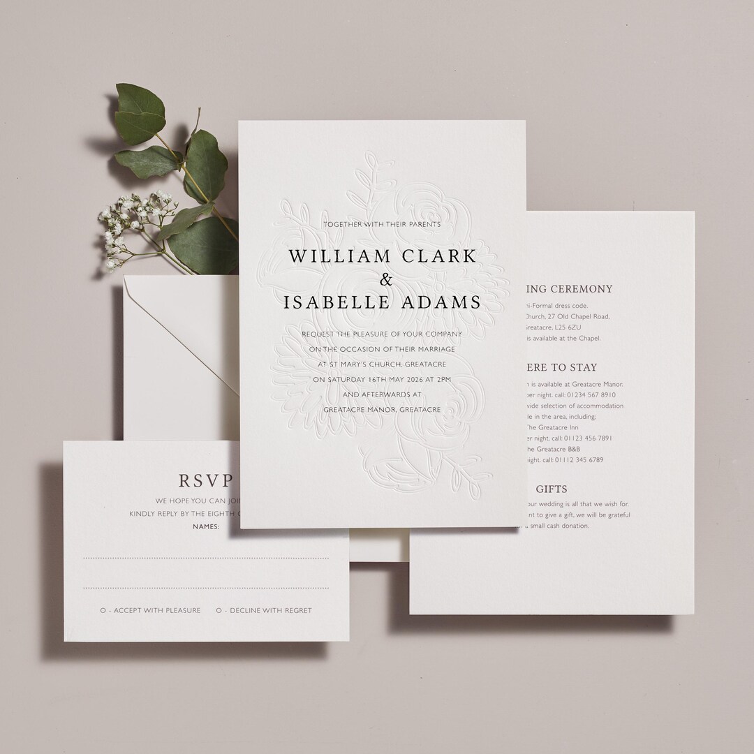 Digital and Letterpress Wedding Invitation Set, Wedding Invitations ...