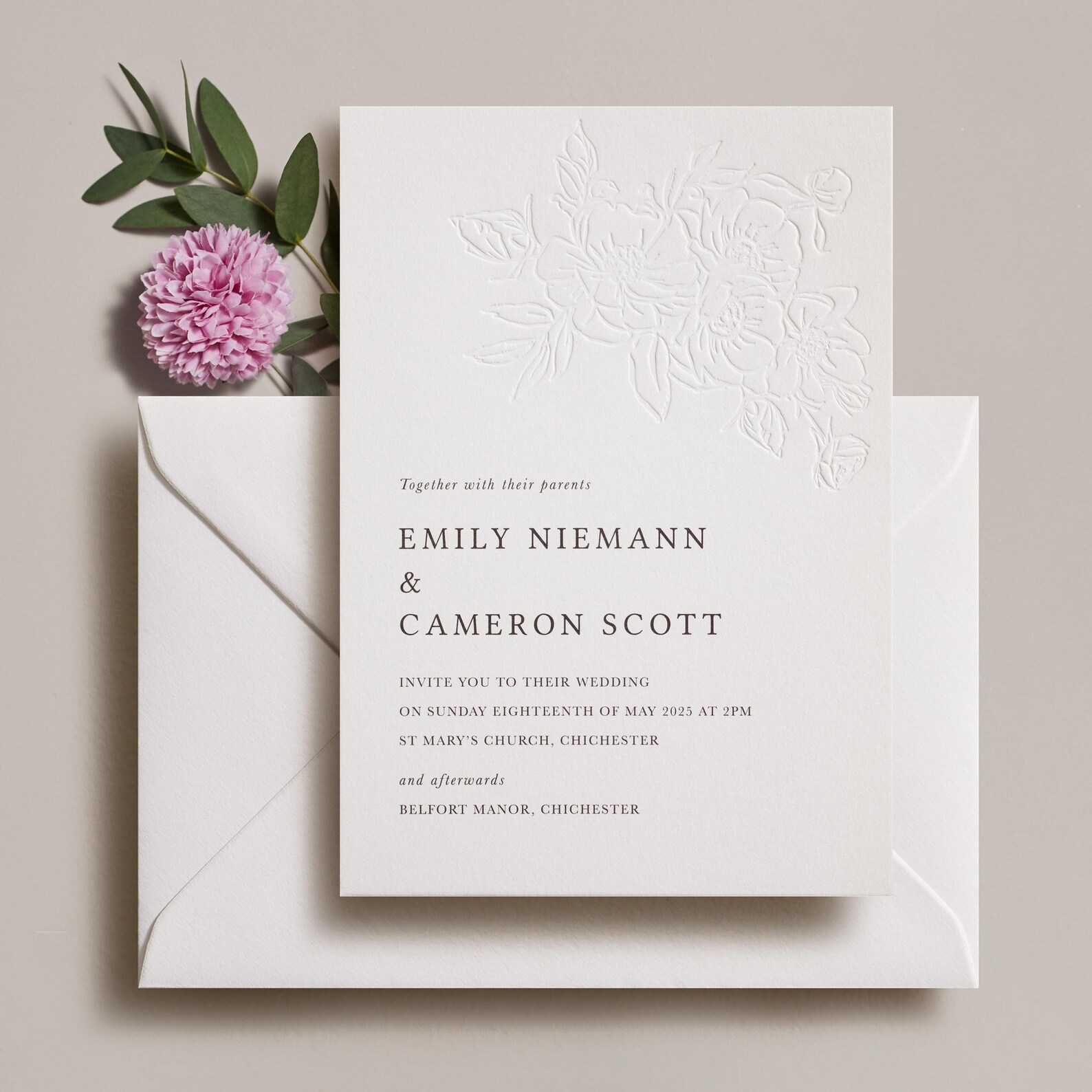 Digital and Letterpress Wedding Invitations, Blind Embossed Wedding ...