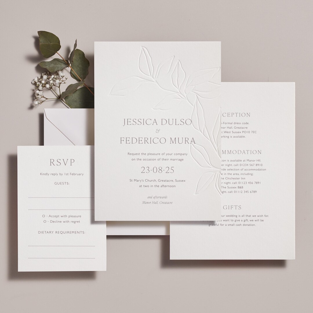 Digital and Letterpress Wedding Invitation Set, Wedding Invitations ...