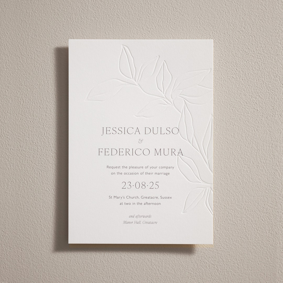 Digital and Letterpress Wedding Invitations, Blind Embossed Wedding ...
