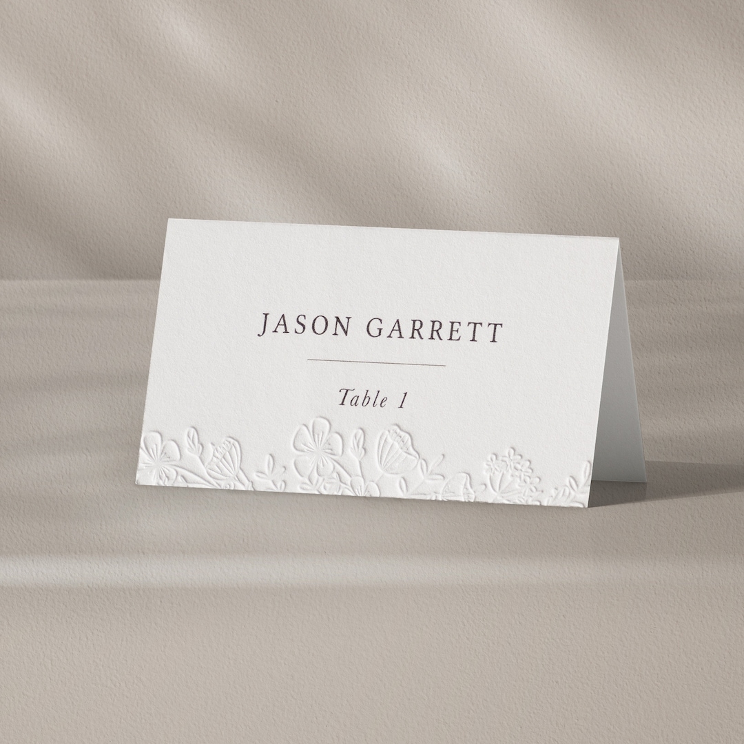 Personalised Placecard for Wedding, Embossed Place Cards, Wedding Table ...