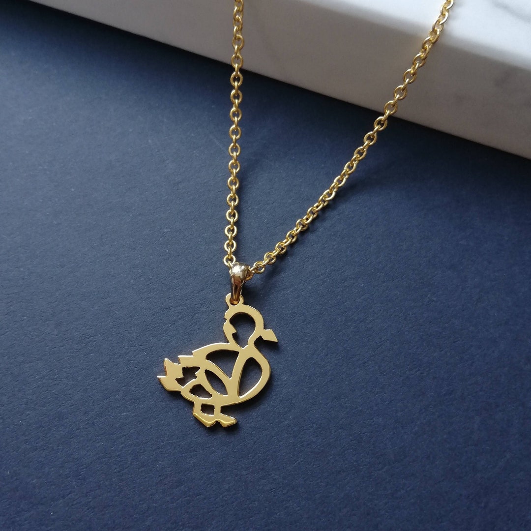 Arabic for DUCK Necklace, Bird Jewelry, Gold Duckling Charm Pendant ...