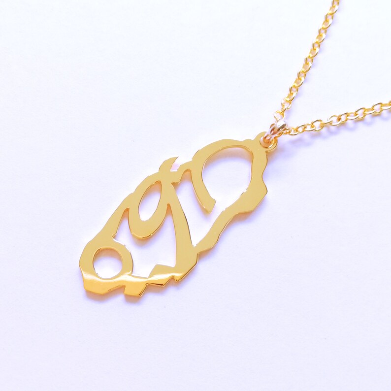 QATAR Map Pendant in Arabic Letter, Gold Plated Silver Top With Fresh ...