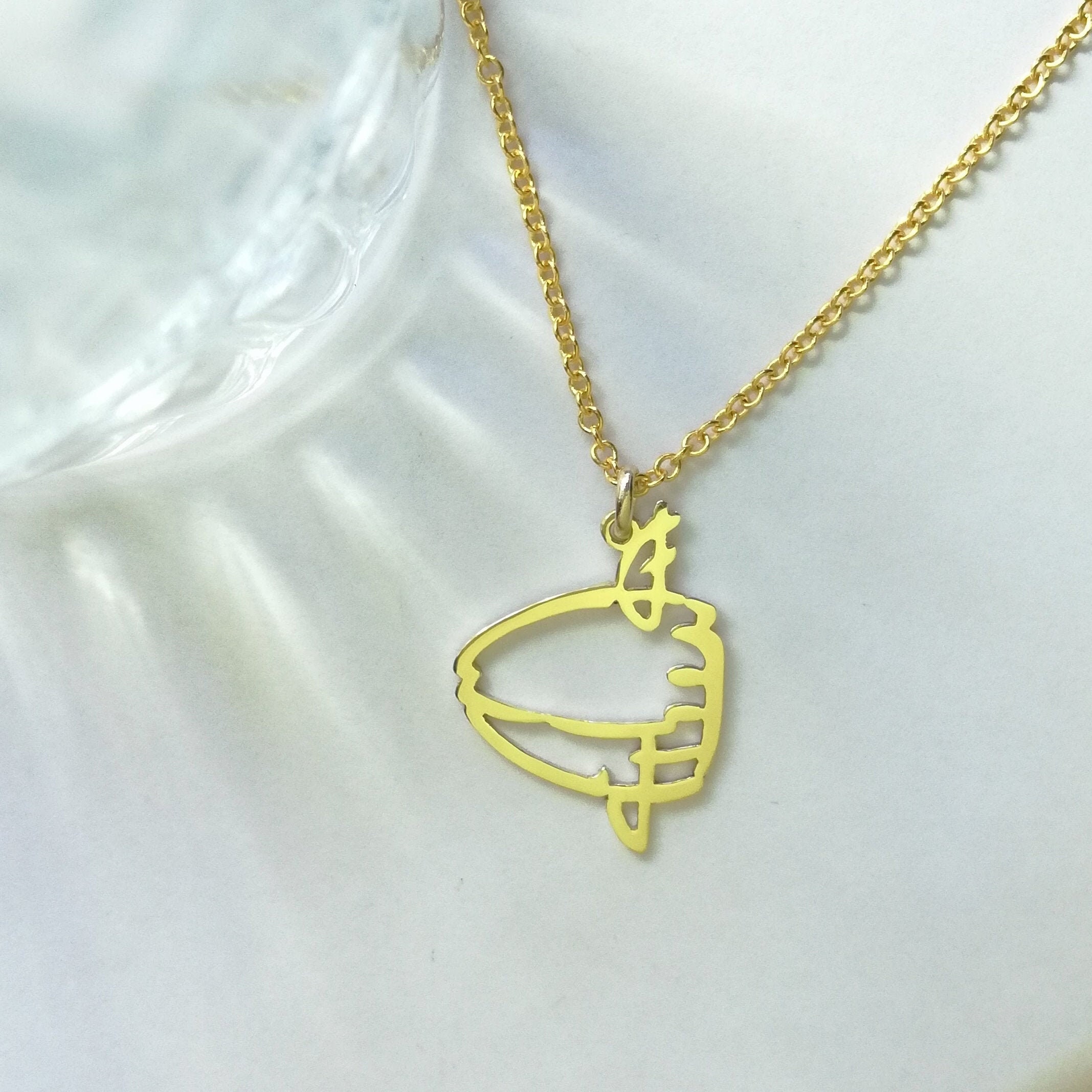 Hiragana for SUNFISH Necklace, Japanese Letter Mola Mola Pendant ...