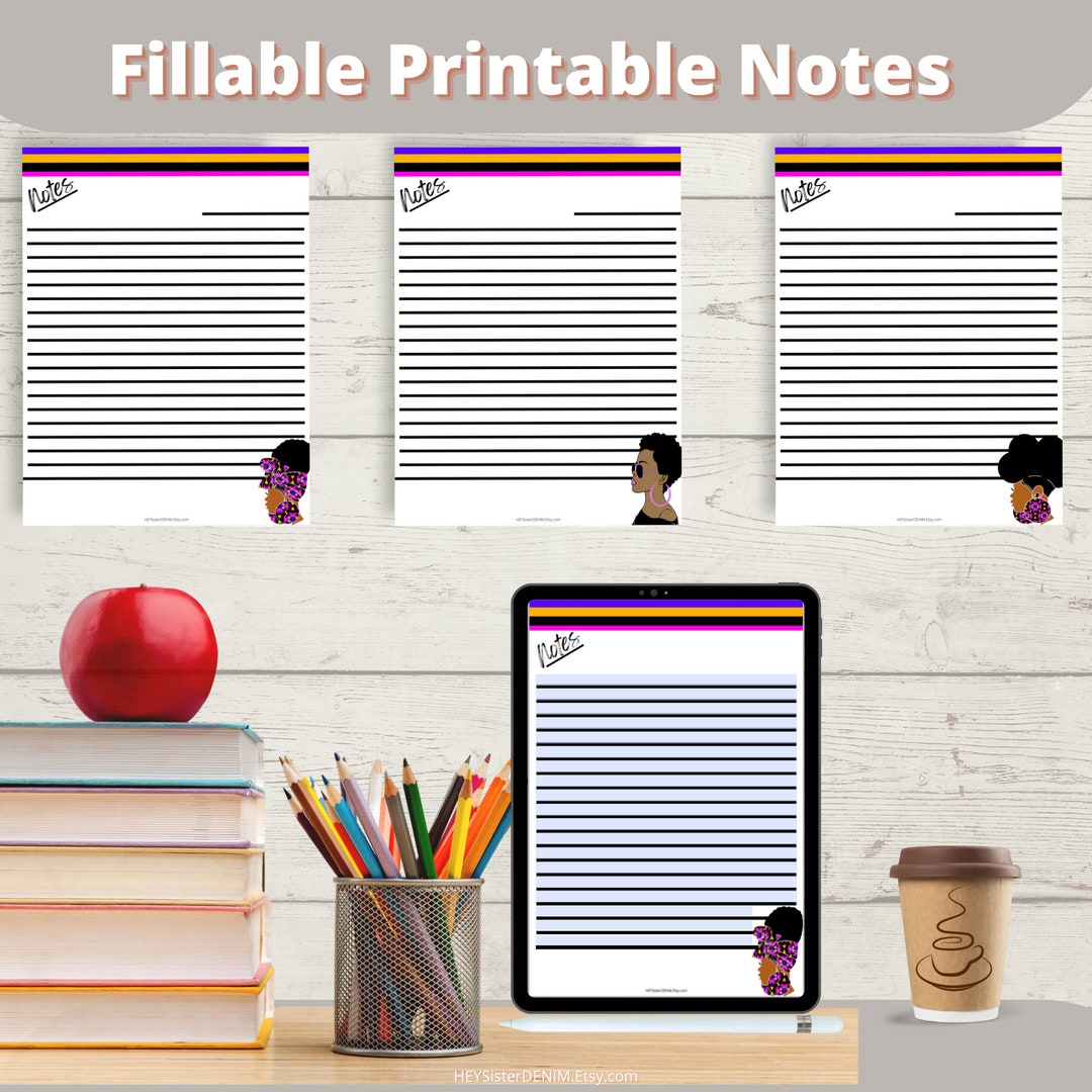 Vibrant Queen Three-design Notes Fillable, Digital, Printable Sheets ...