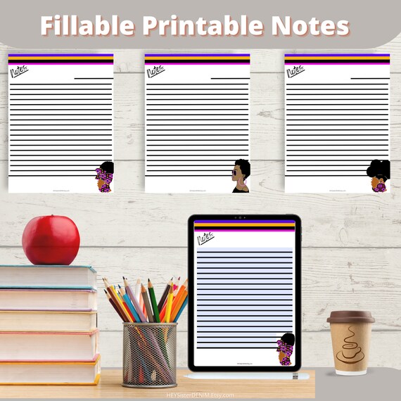 Vibrant Queen Three-design Notes Fillable Digital Printable - Etsy
