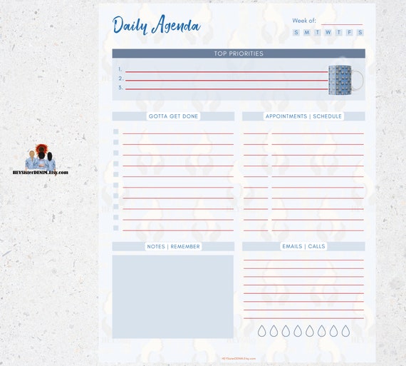 Daily Agenda Fillable Digital Printable Goodnotes Adobe - Etsy