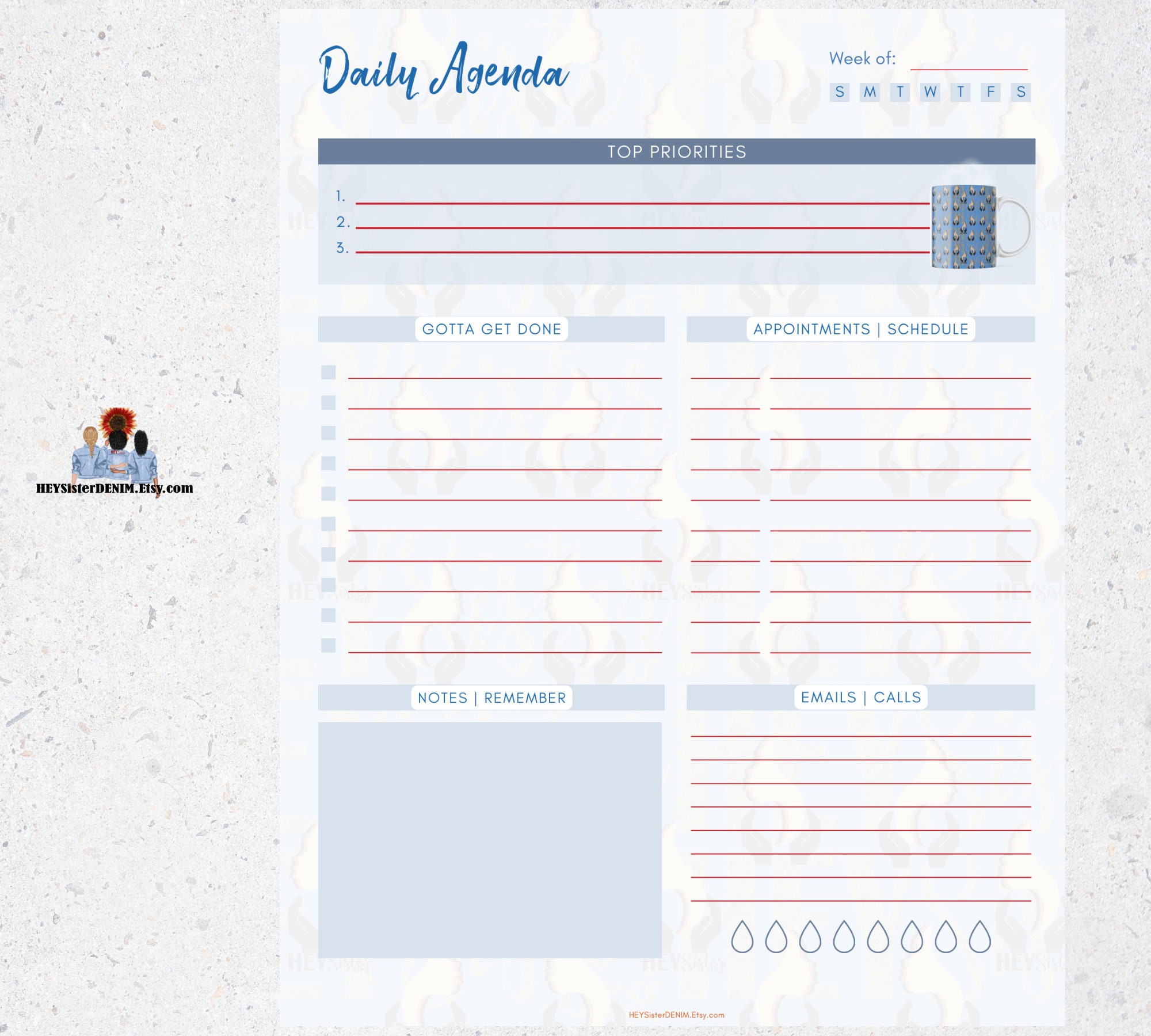 Daily Agenda Fillable Digital Printable Goodnotes Adobe - Etsy