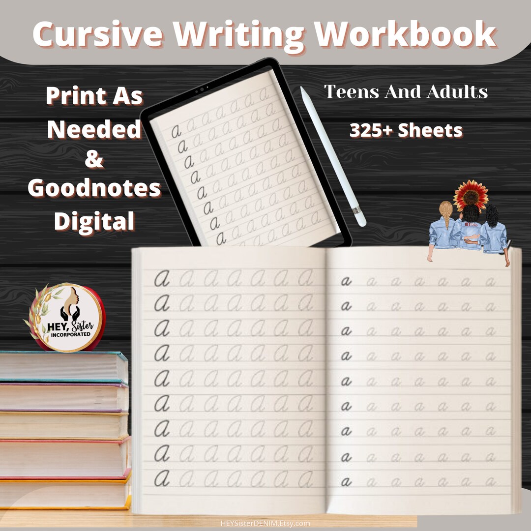 Cursive Writing Workbook | 320+ Sheets | Digital Goodnotes | Print as ...