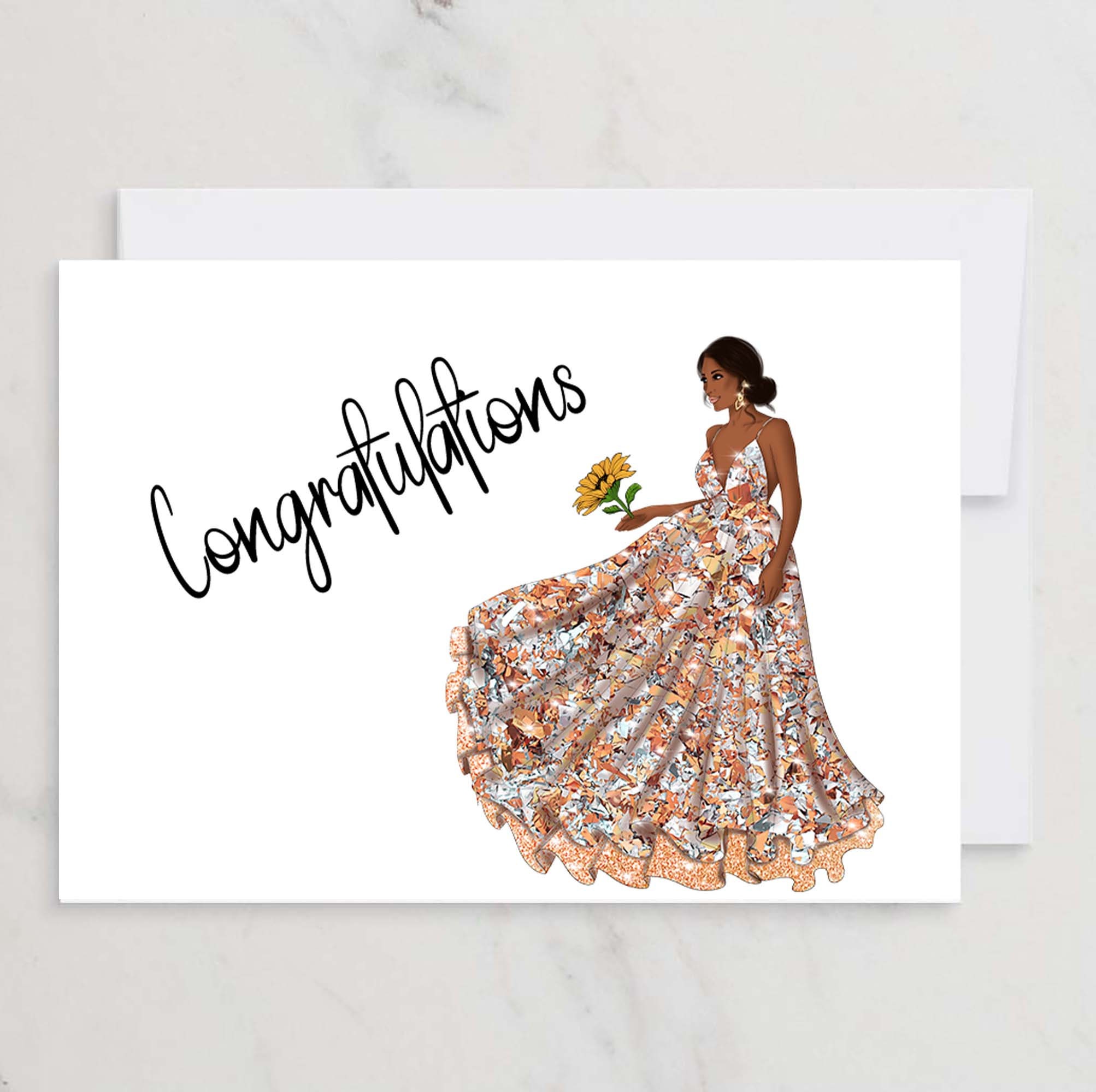 Congratulations Digital Art of a Black Queen With a Sunflower African ...