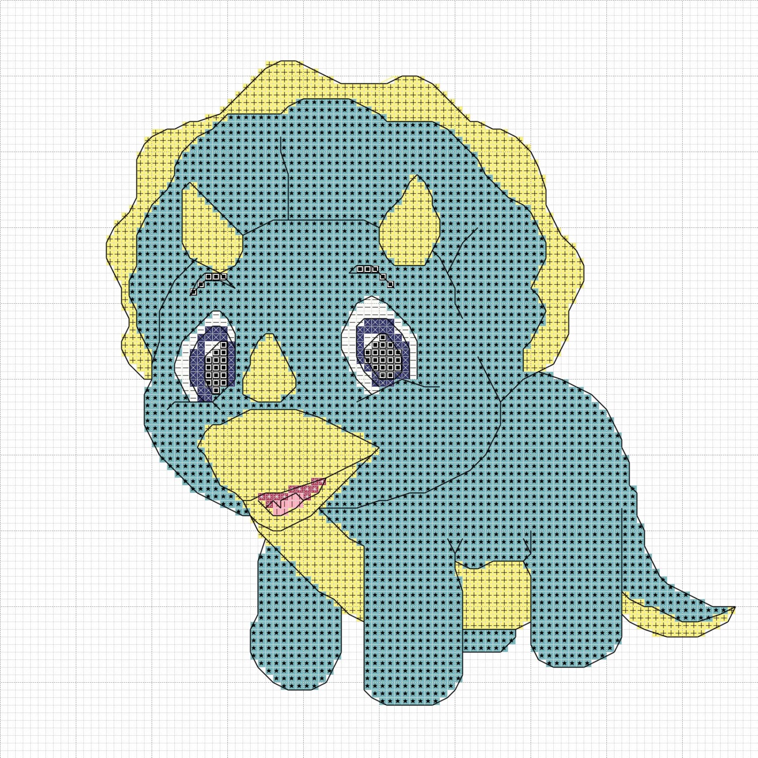 Cute Baby Dinosaur Triceratops Cross Stitch Pattern - PDF - Etsy