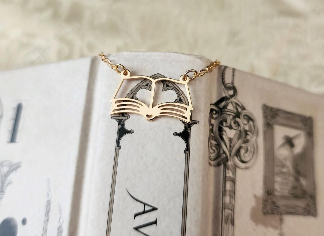Open Book Necklace - Etsy