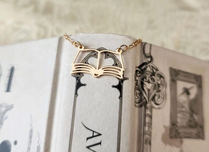 Open Book Necklace - Etsy