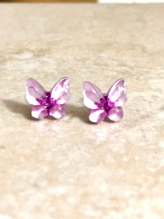 Butterfly Earrings Metal free Plastic Post Studs For Sensitive Ears Allergy Free Hypoallergenic Stud Earrings Great for kids