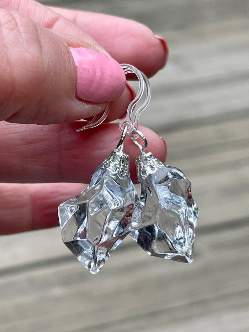 Ice Cube Dangle Earrings, Hypoallergenic Metal Free Plastic Hook for ...