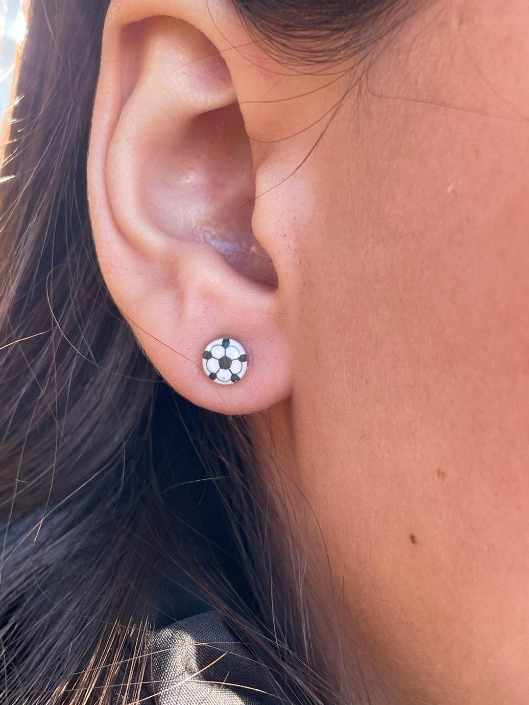 Soccer Ball Plastic Post Earrings, Sports Studs for Sensitive Ears ...