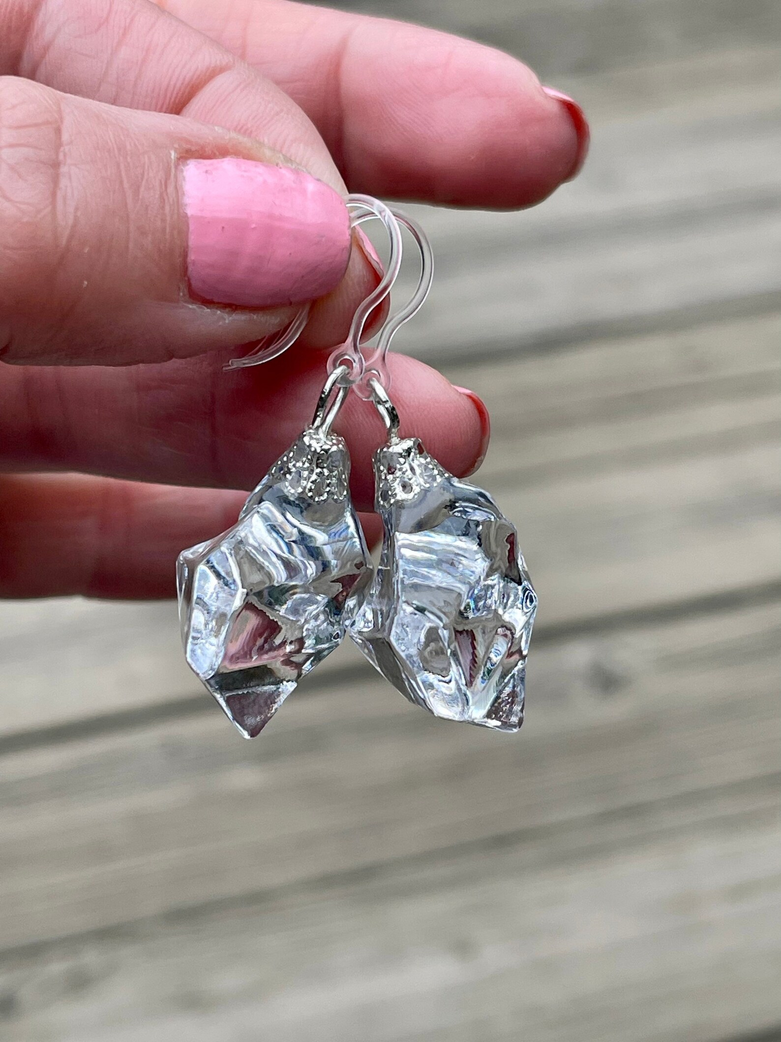 Ice Cube Dangle Earrings, Hypoallergenic Metal Free Plastic Hook for ...