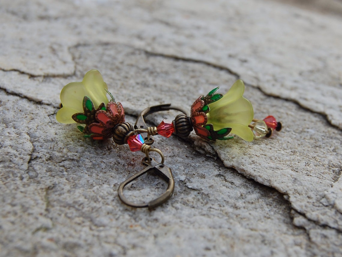 Handmade Earrings Artisan Jewelry Floral Dangle earrings | Etsy
